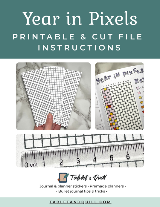 Year in Pixels Template, Printable, and Cut File for Bullet Journal ...